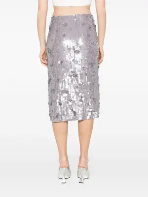 P.a.r.o.s.h Glow Sequin Embellished Midi Skirt - Grey