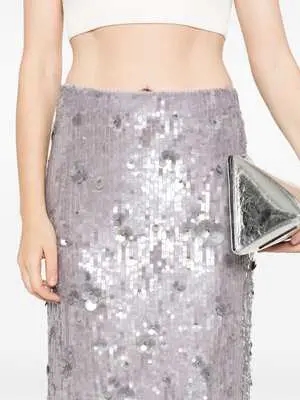 P.a.r.o.s.h Glow Sequin Embellished Midi Skirt - Grey