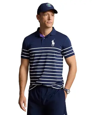 Polo Ralph Lauren Custom Slim Fit Striped Polo Shirt - Navy/multi