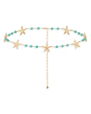Ettika Starfish And Turquoise Body Chain - Blue/gold