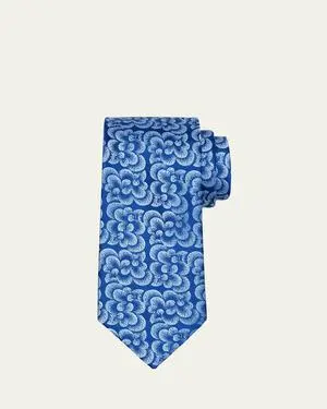 Charvet Charvet Floral Printed Silk Tie Blu