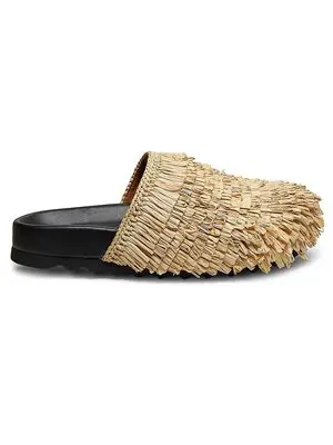 Stella McCartney Women's Summer Loving Elyse Faria Fringed Raffia Mules - Natural  - Natural