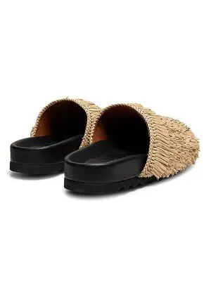 Stella McCartney Summer Loving Elyse Faria Fringed Raffia Mules