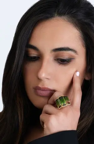 MINDI MOND Watermelon Tourmaline And Diamond Cocktail Ring