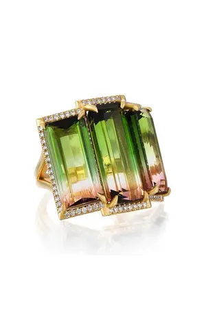 MINDI MOND Watermelon Tourmaline And Diamond Cocktail Ring