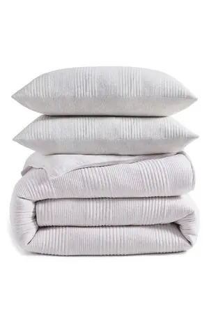 DKNY PURE Pure Rib Comforter & Sham Set - Heathered Grey