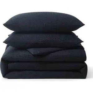 Dkny Modern Waffle Comforter & Shams Set - Faded Black
