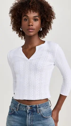 COUCOU The Baby Henley Top - White