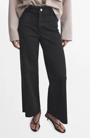 Mango Catherin Wide-leg Culotte Jeans - Black Denim
