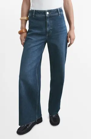 Mango Catherin Wide-leg Culotte Jeans - Dark Blue