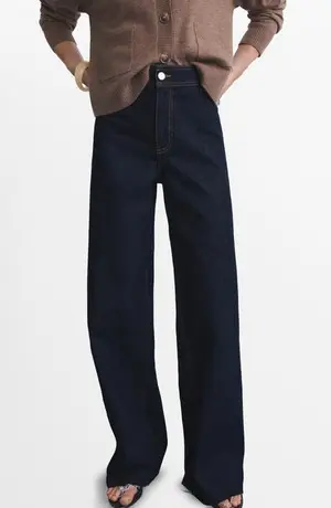 Mango Catherin Wide-leg Culotte Jeans - Open Blue