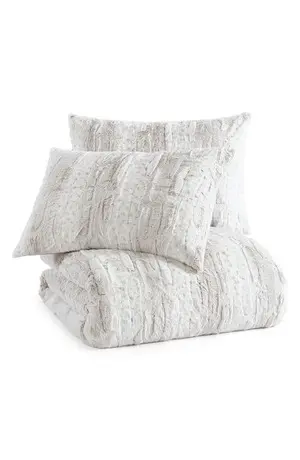 PERI HOME Snow Leopard Faux Fur Comforter & Shams Set - Ivory