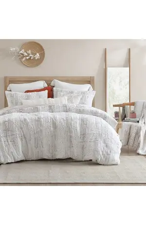 PERI HOME Snow Leopard Faux Fur Comforter & Shams Set