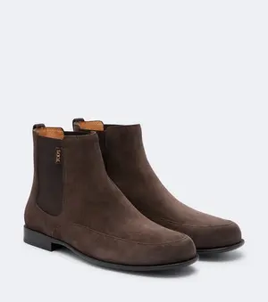 TOD'S Suede Ankle Boots With Buckled Strap - Brown