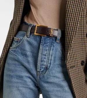 Saint Laurent Cassandre 30mm Leather Belt - Brown