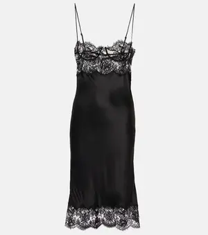 Saint Laurent Lace-trimmed Silk Satin Slip Dress