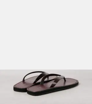 THE ROW City Leather Thong Sandals - Burgundy