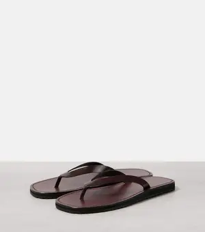 THE ROW City Leather Thong Sandals - Burgundy