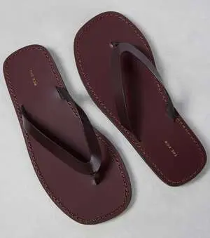 THE ROW City Leather Thong Sandals - Burgundy