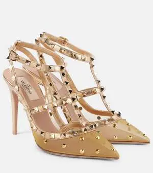 Valentino Garavani Rockstud 105 Mesh And Leather Pumps - Pink