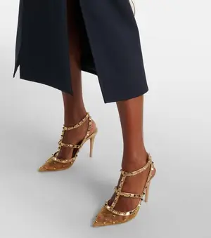 Valentino Garavani Rockstud 105 Mesh And Leather Pumps - Pink