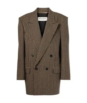Saint Laurent Checked Oversized Wool-blend Blazer
