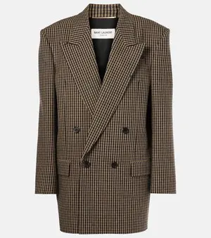 Saint Laurent Checked Oversized Wool-blend Blazer