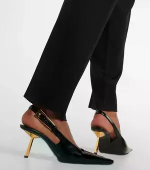 Saint Laurent Lee 75 Polished Leather Slingback Pumps - Black