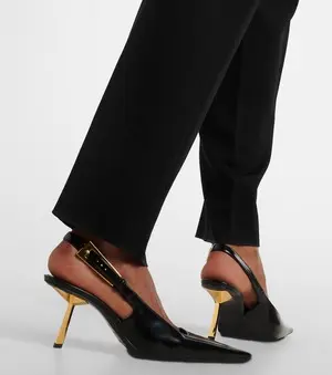 Saint Laurent Lee 75 Polished Leather Slingback Pumps - Black