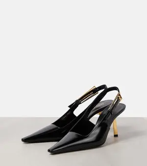 Saint Laurent Lee 75 Polished Leather Slingback Pumps - Black