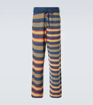 THE ELDER STATESMAN Leo Striped Cashmere And Cotton Pants - Multicoloured