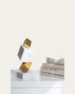ANNA NEW YORK Marble Torre Objet - Gold
