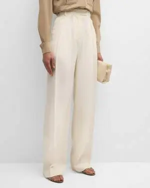 SALON 1884 Odile Pleated Straight-leg Trousers - Ecru