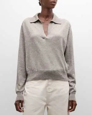 Vanessa Bruno Dixie Heathered V-neck Sweater - Taupe