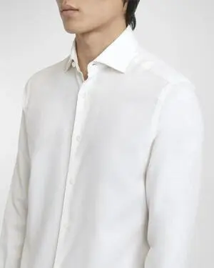 Zegna Apos;s Cotton-cashmere Cashco Sport Shirt - White Solid