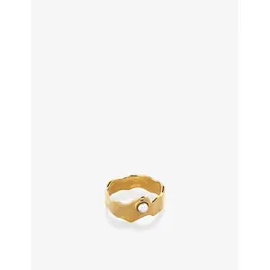 Monica Vinader Capri Button Pearl Ring - Yellow Gold