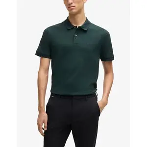 BOSS Logo-embroidered Short-sleeve Cotton Polo Shirt