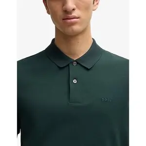 BOSS Logo-embroidered Short-sleeve Cotton Polo Shirt