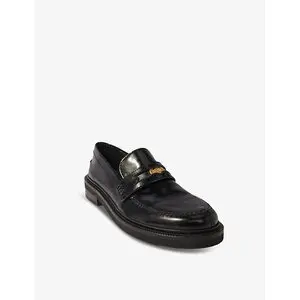Maje Hardware-embellished Flat Loafers - Noir / Gris