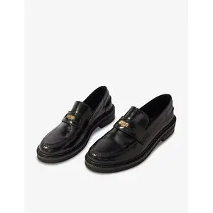Maje Hardware-embellished Flat Loafers - Noir / Gris