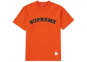 Supreme Plaid Applique Short Sleeve Top - Orange