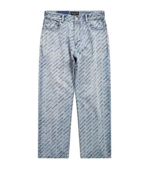 Balenciaga Buckled Logo Straight Jeans