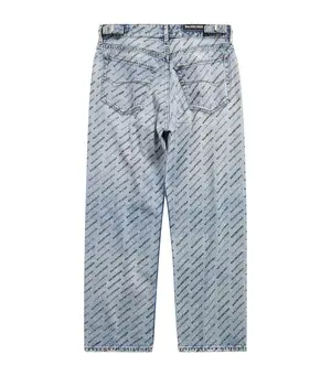 Balenciaga Buckled Logo Straight Jeans
