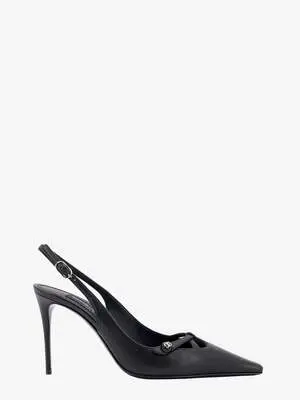 Dolce & Gabbana Leather Slingback With Metal Monogram