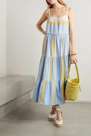 LEMLEM Jemari Striped Cotton-blend Gauze Midi Dress