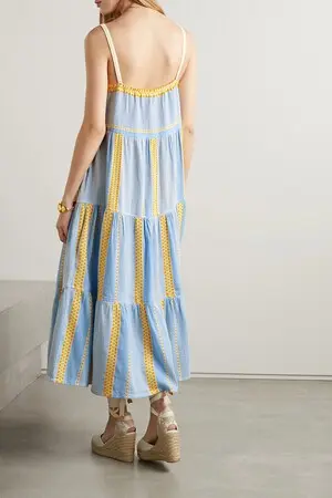 LEMLEM Jemari Striped Cotton-blend Gauze Midi Dress