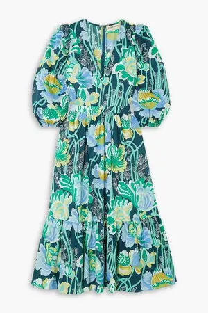 EMPORIO SIRENUSE Loretta Floral-print Cotton-poplin Midi Dress
