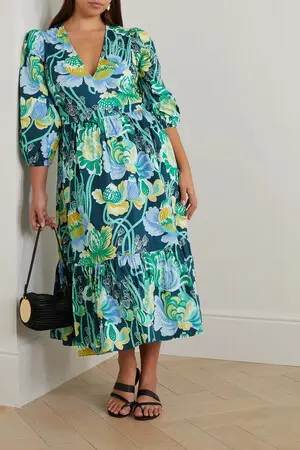 EMPORIO SIRENUSE Loretta Floral-print Cotton-poplin Midi Dress