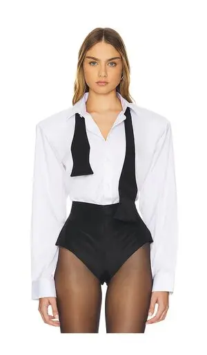 THE DOLLS HOUSE Toni Bow Tie Shirt - White