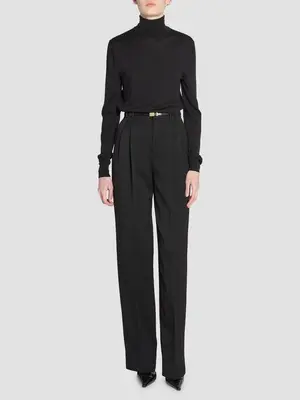 Saint Laurent Thin Anchor Belt In Leather